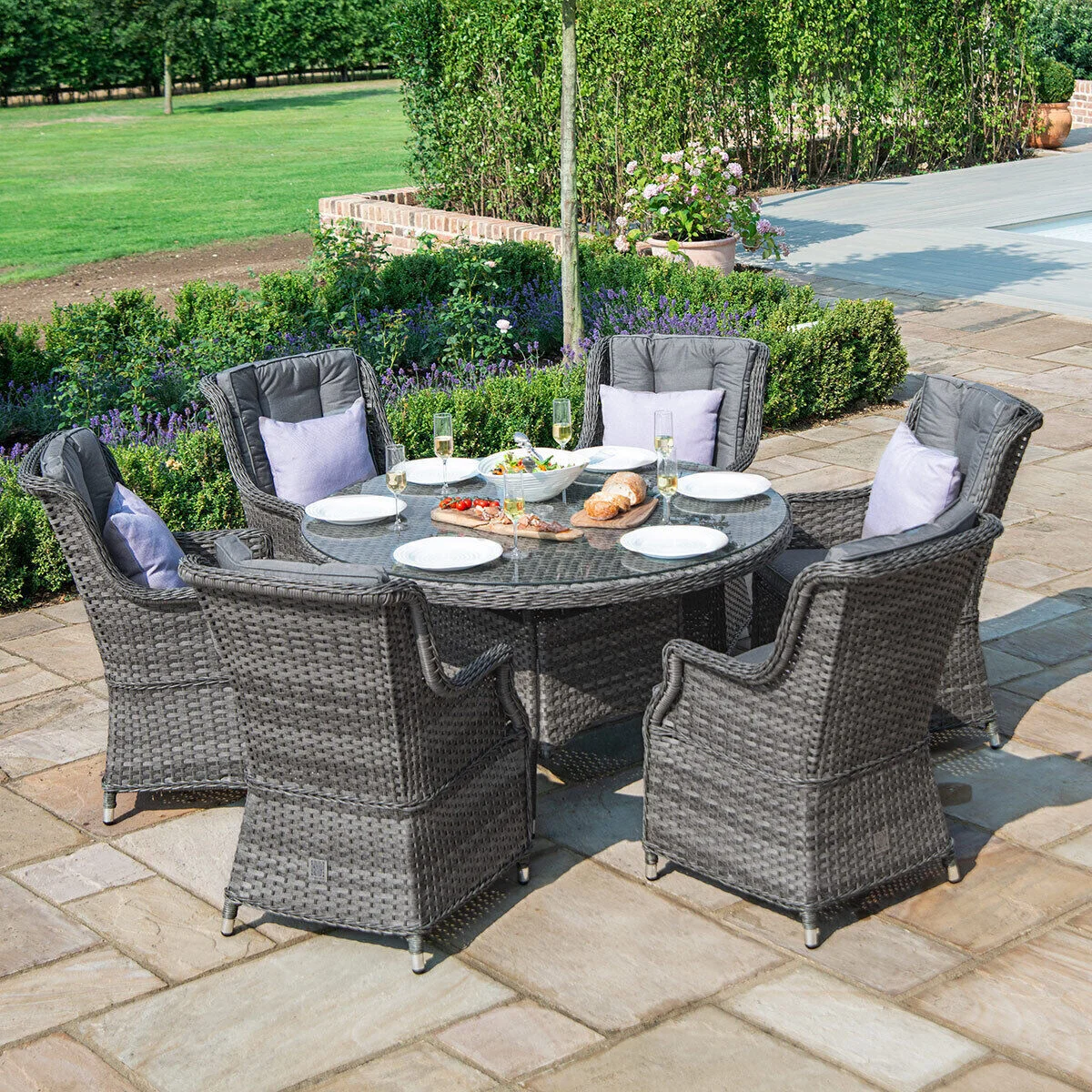 Victoria 6 Seat Round Rattan Dining Set – PHGM